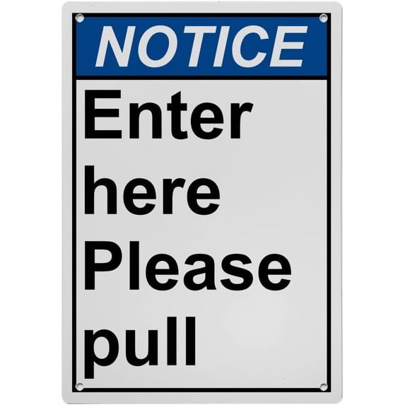 Industrial ANSI Vertical Enter Sign - 8"x12" Weatherproof UV Resistant ...