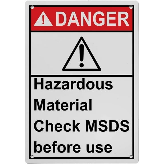 Industrial ANSI Vertical MSDS Right to Know Warning Sign - 8"x12 ...
