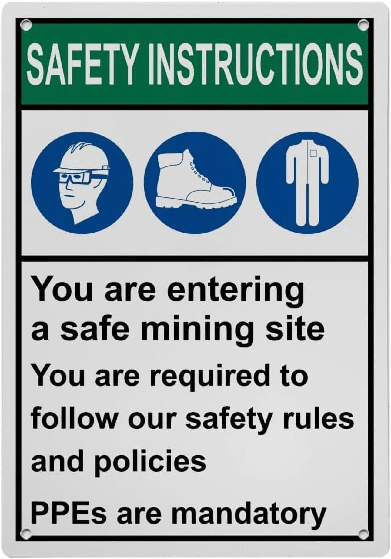 Industrial ANSI Vertical Mining Sign - 8"x12" Weatherproof UV Resistant ...