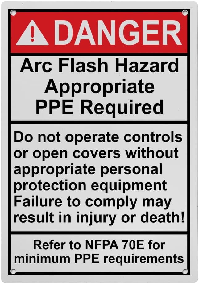 Industrial ANSI Vertical NFPA 70E Arc Flash Sign - 8"x12" Weatherproof ...