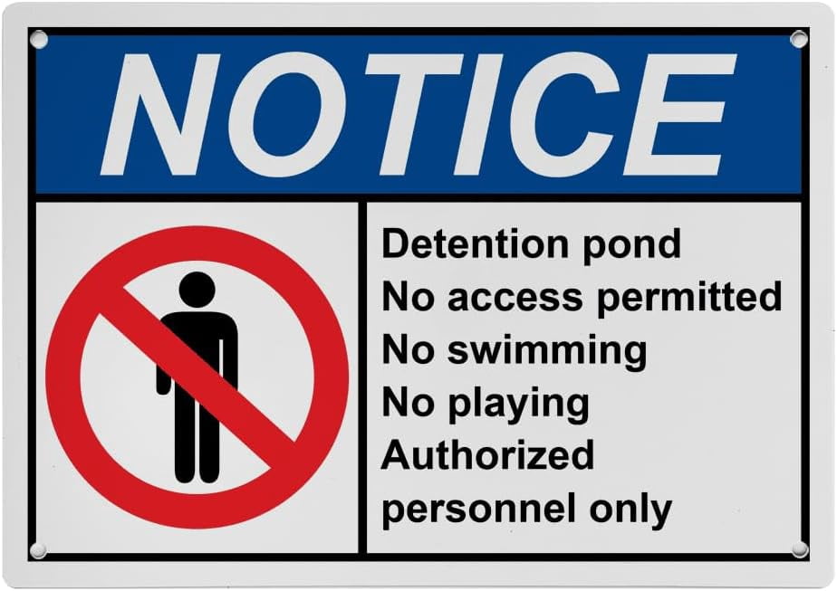 Industrial ANSI Water Safety Warning Sign - 8"x12" for Indoor/Outdoor ...