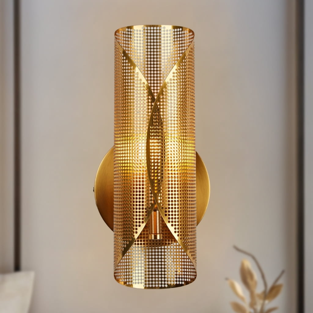 Modern Curved Elegance Rounded Perforated Metal Canopy Sconce,Wall ...