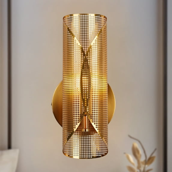 Modern Curved Elegance Rounded Perforated Metal Canopy Sconce,Wall ...