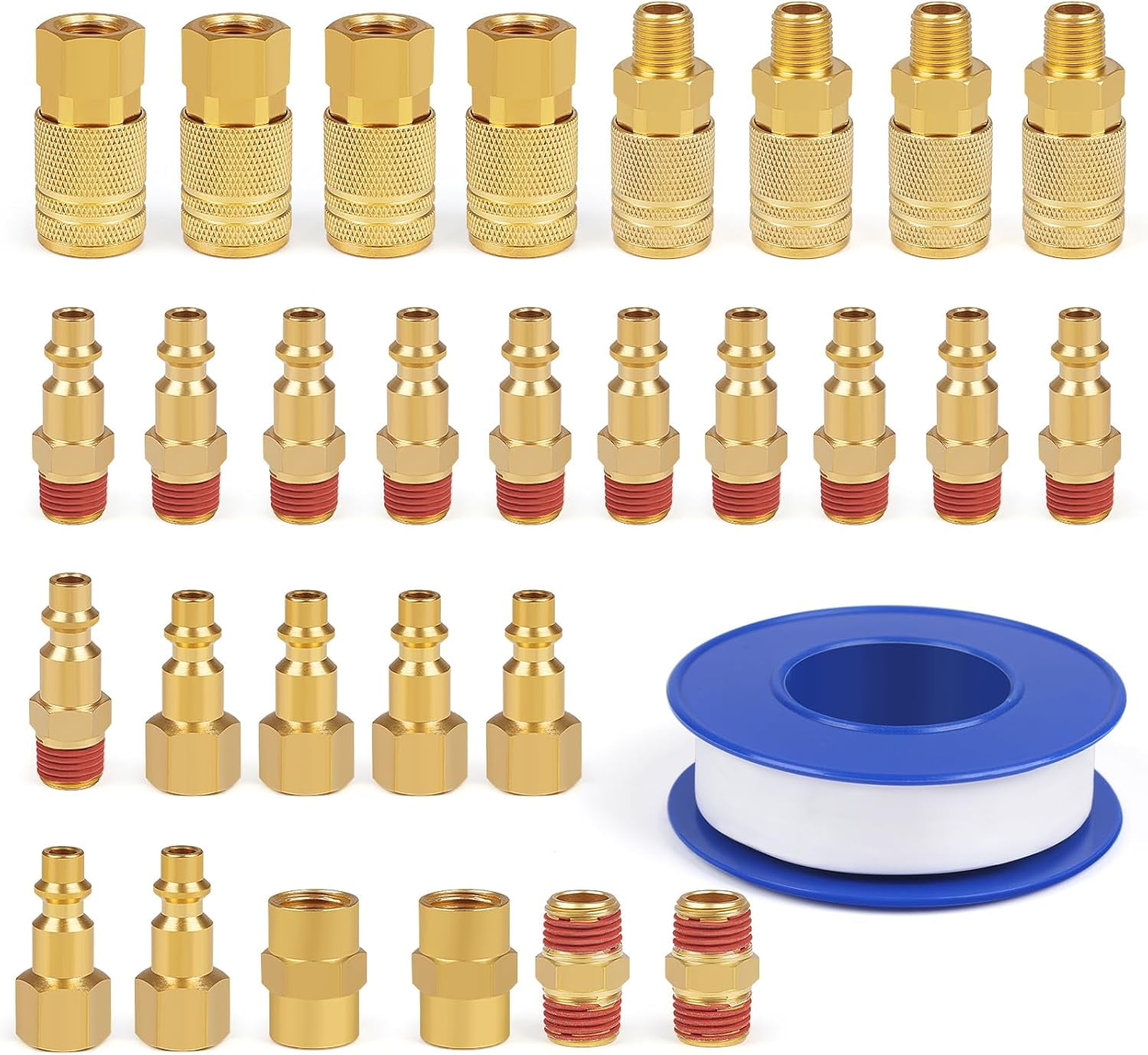 Industrial Air Coupling 30 count,1/4" Hose Barb, 1/4" Basic Quick ...