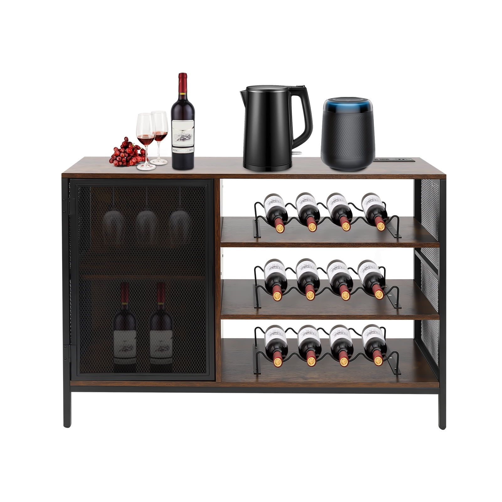 Industrial Bar Cabinet for Kitchen Island Home Bar,Wine Rack for Liquor ...