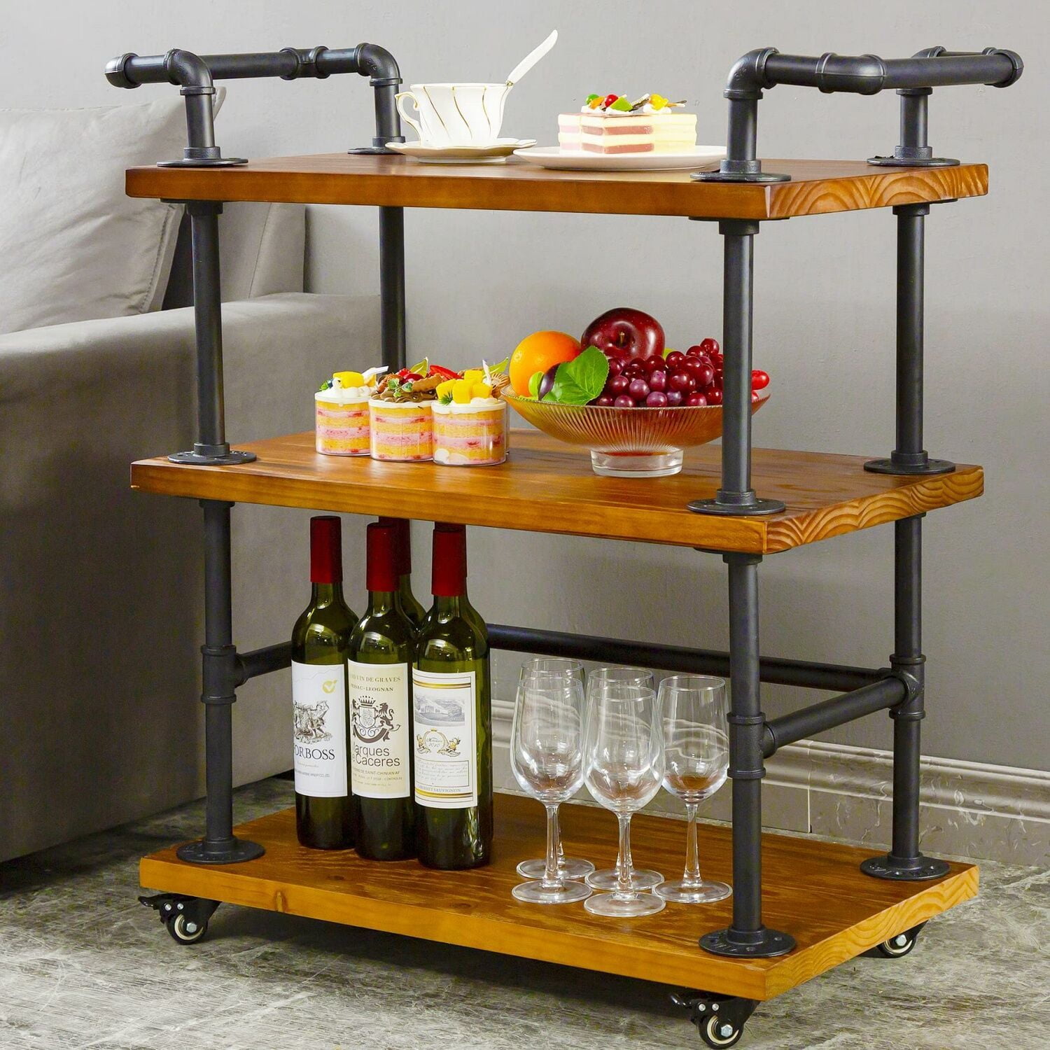 Industrial Bar Carts/Serving Carts/Kitchen Carts/Wine Rack Carts on ...