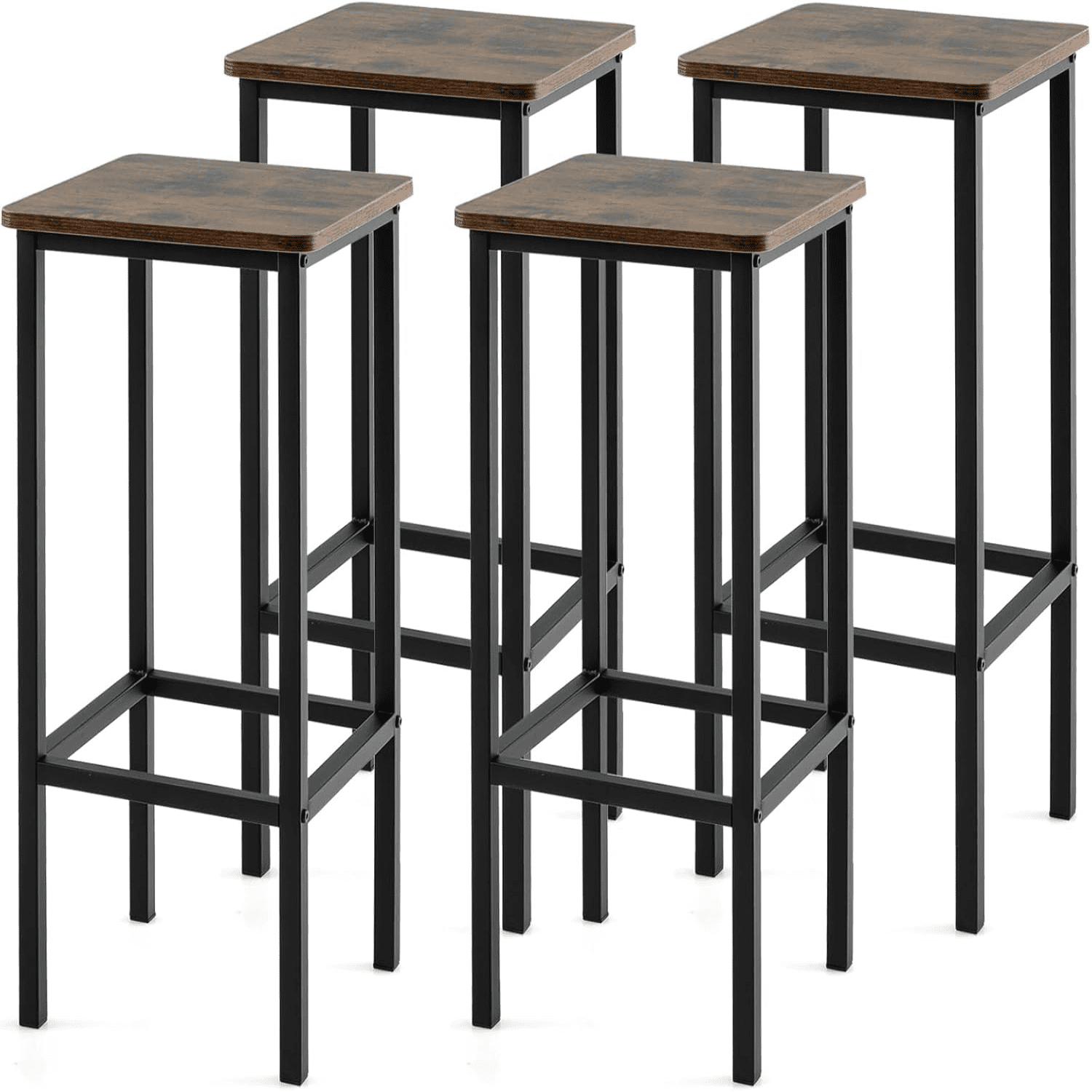 Industrial Bar Stools 28" Backless Square Breakfast Bar Chairs with ...