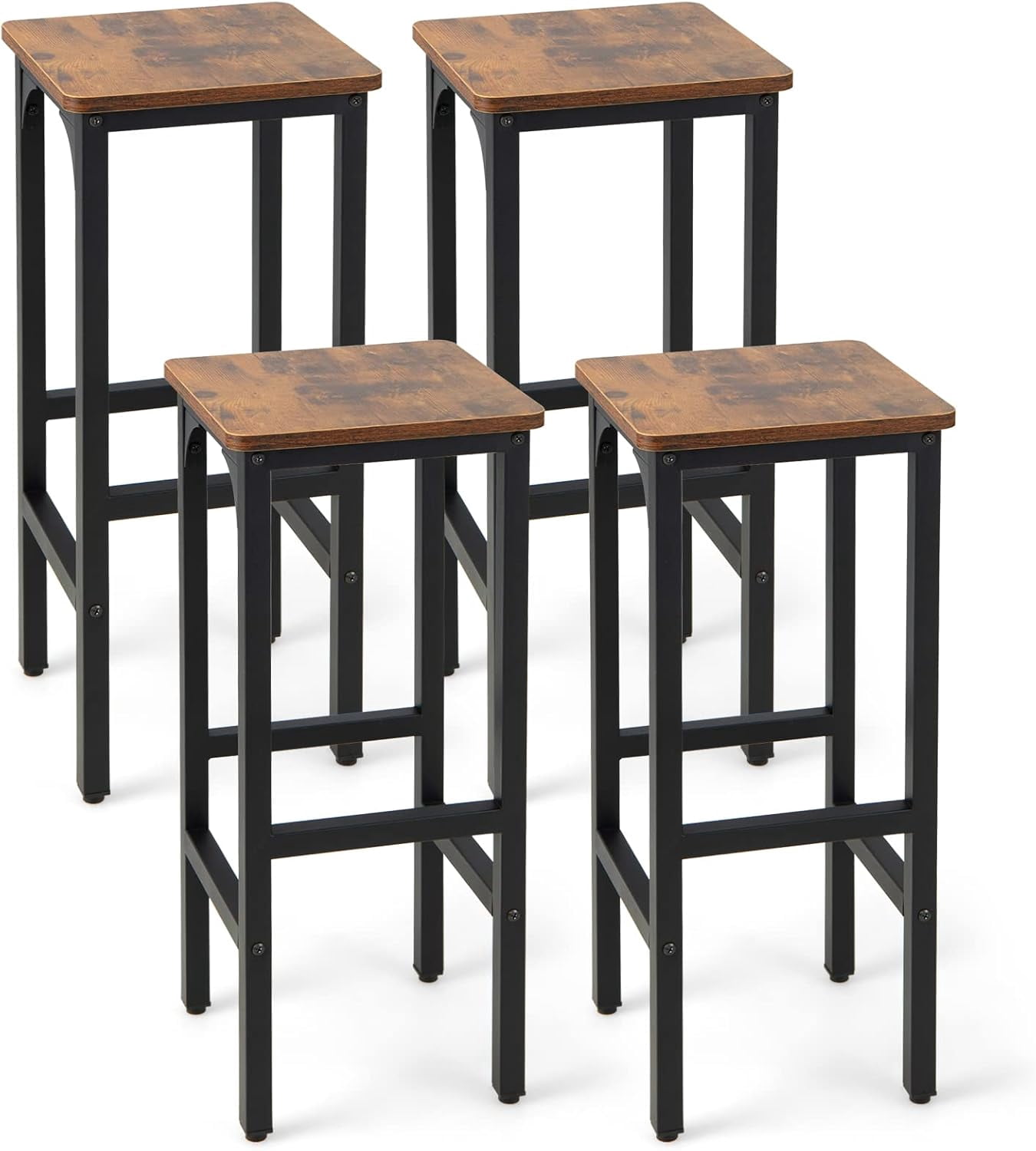Industrial Bar Stools Set of 4, 28-inch Counter Height Bar Chairs with ...