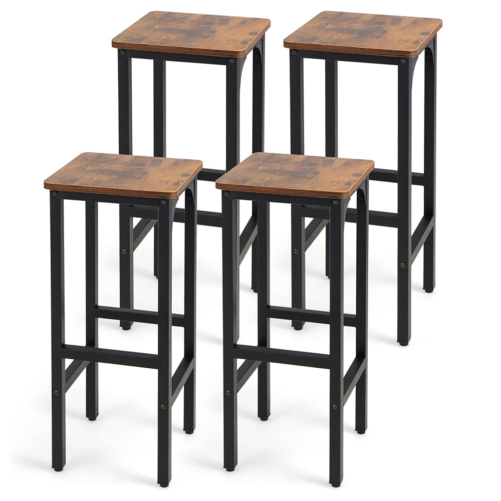Set of 4 Industrial Bar Stools, 28-inch Counter Height Chairs with ...