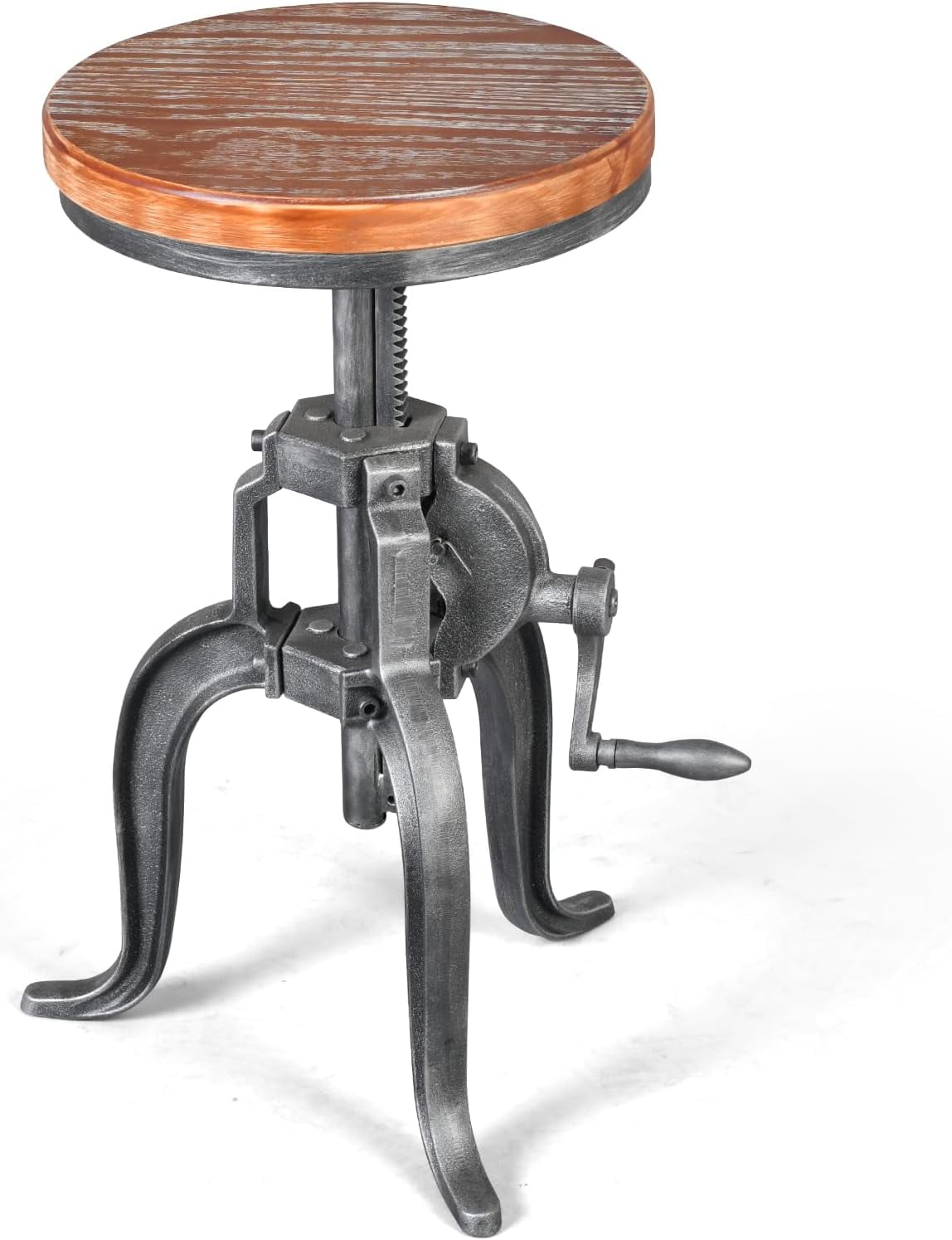 Industrial Bar Stools with Swivel Wooden Seat 20.5-27inch Counter Height Adjustable Vintage ...