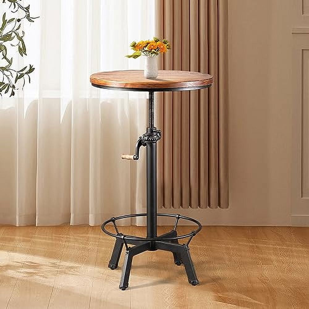 Industrial Bar Table 33.47-39.37inch Height Adjustable Swivel Wooden ...
