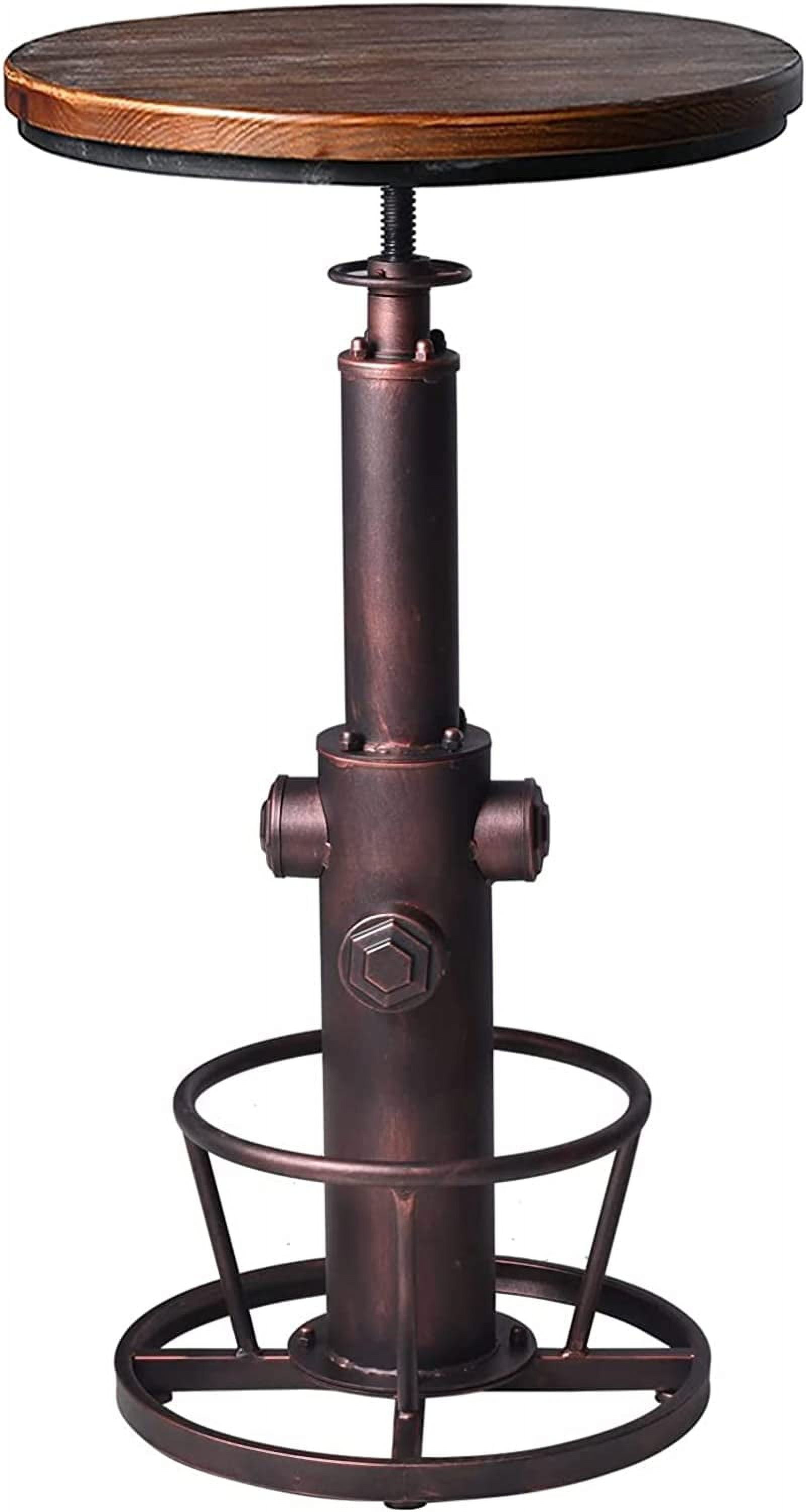 Industrial Bar Table 38.6"-48.4" Height Adjustable Swivel Round Wood ...