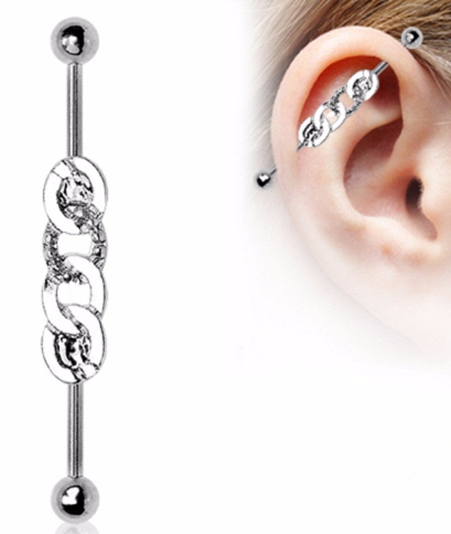 Industrial Barbell CZ 316L Stainless Steel 4 interlocking hoops 1 1/2 ...