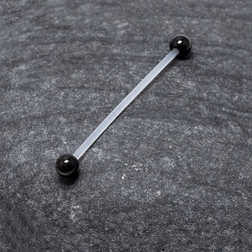 Industrial Barbell Clear Retainer Bioflex Ear Bar Titanium Ball 14G 38mm 1.5" - Walmart.com