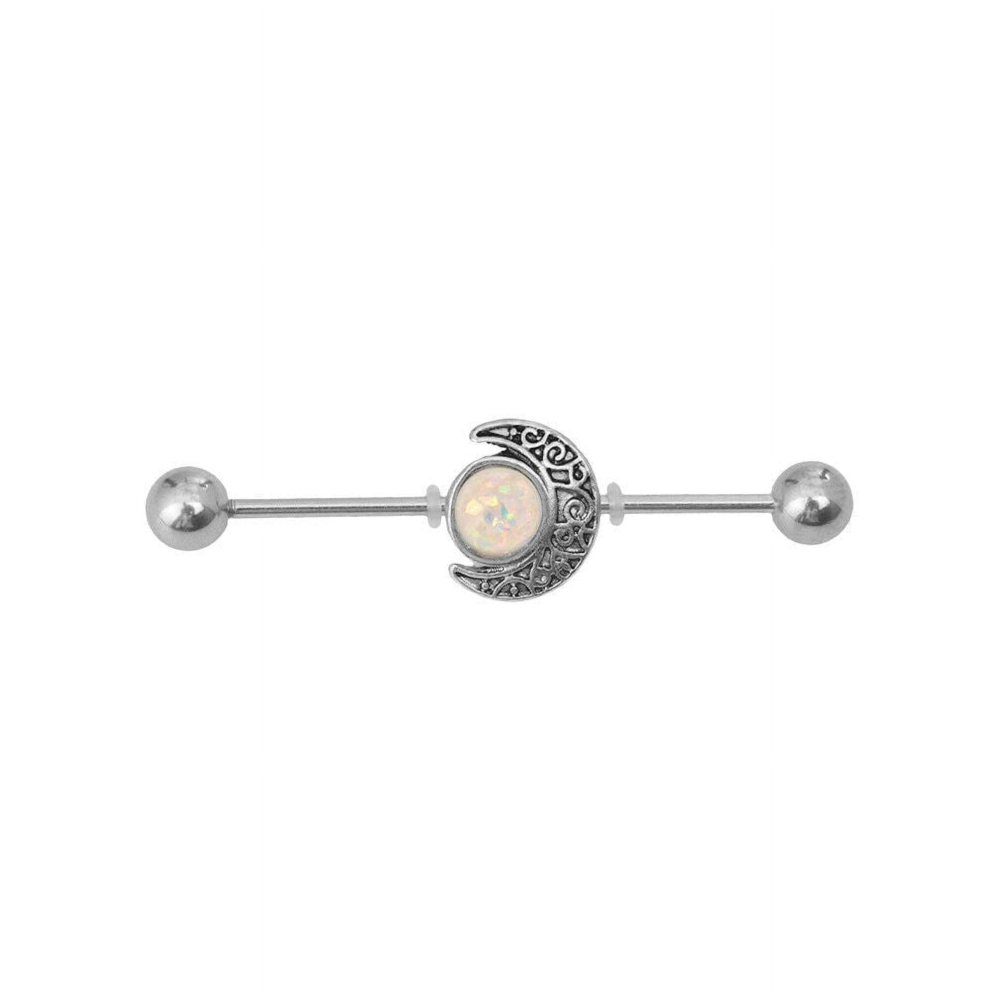 Industrial Barbell Piercing with Moon Design 14G - Walmart.com