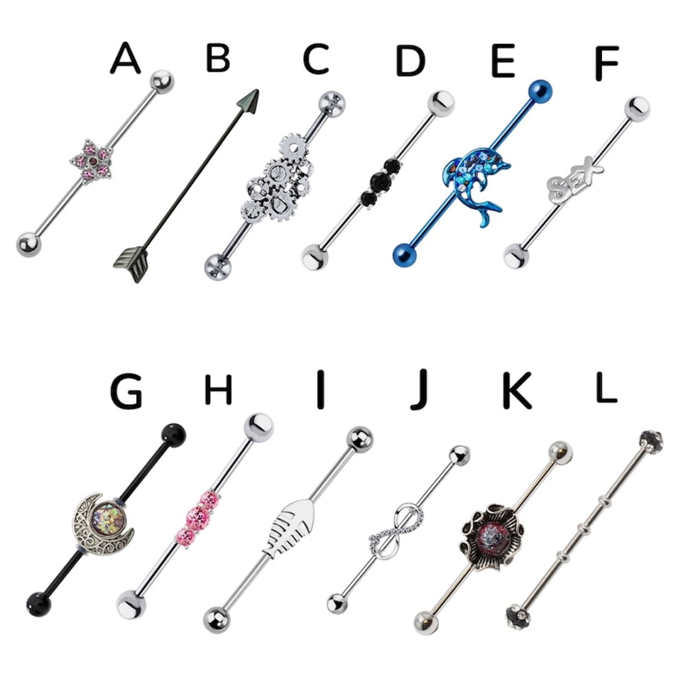 Luxe Modz 14G Industrial Barbell Surgical Steel Scaffold Ear Barbell ...