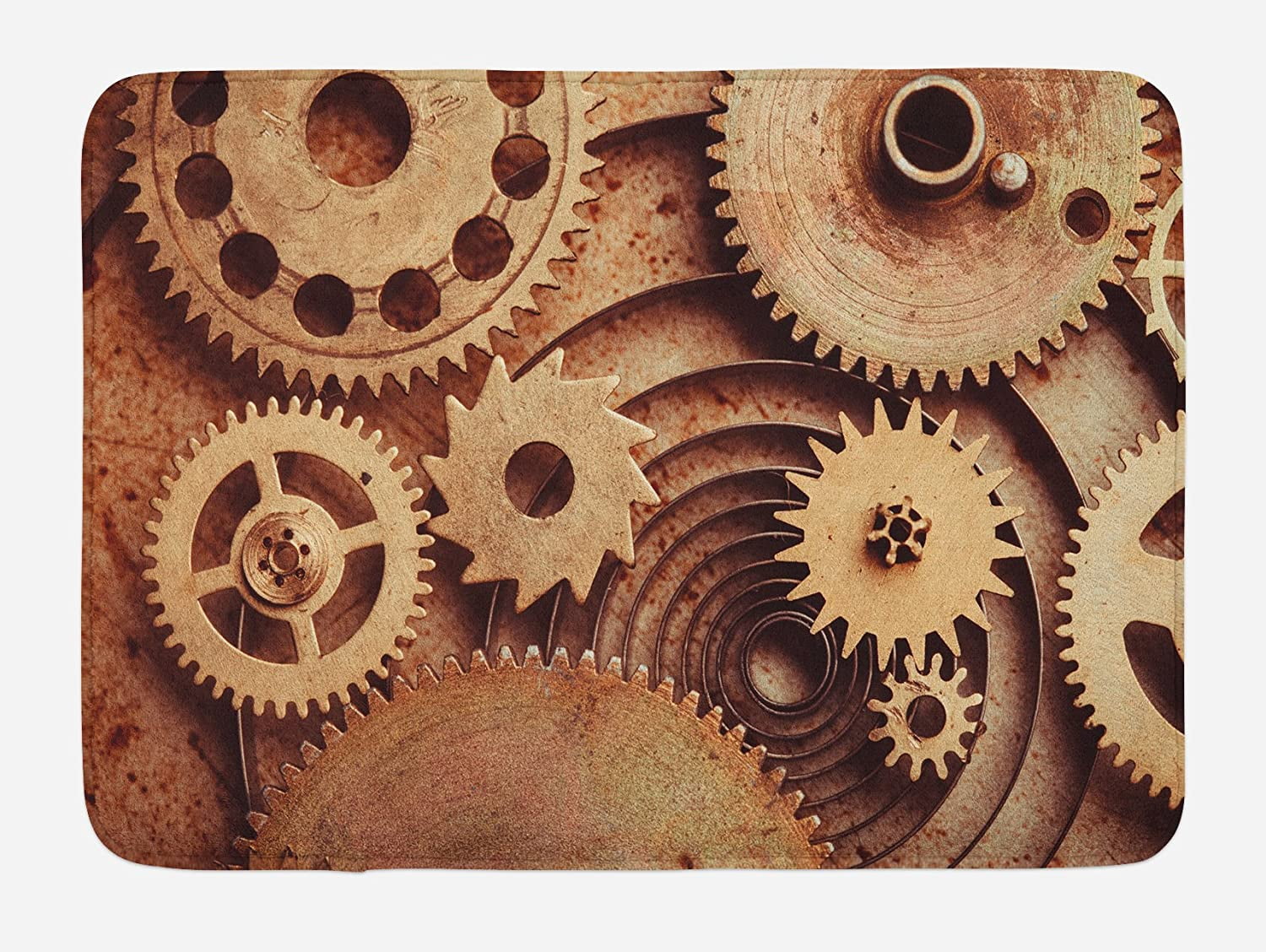 Industrial Bath Mat, Inside The Clocks Theme Gears Mechanical Device ...