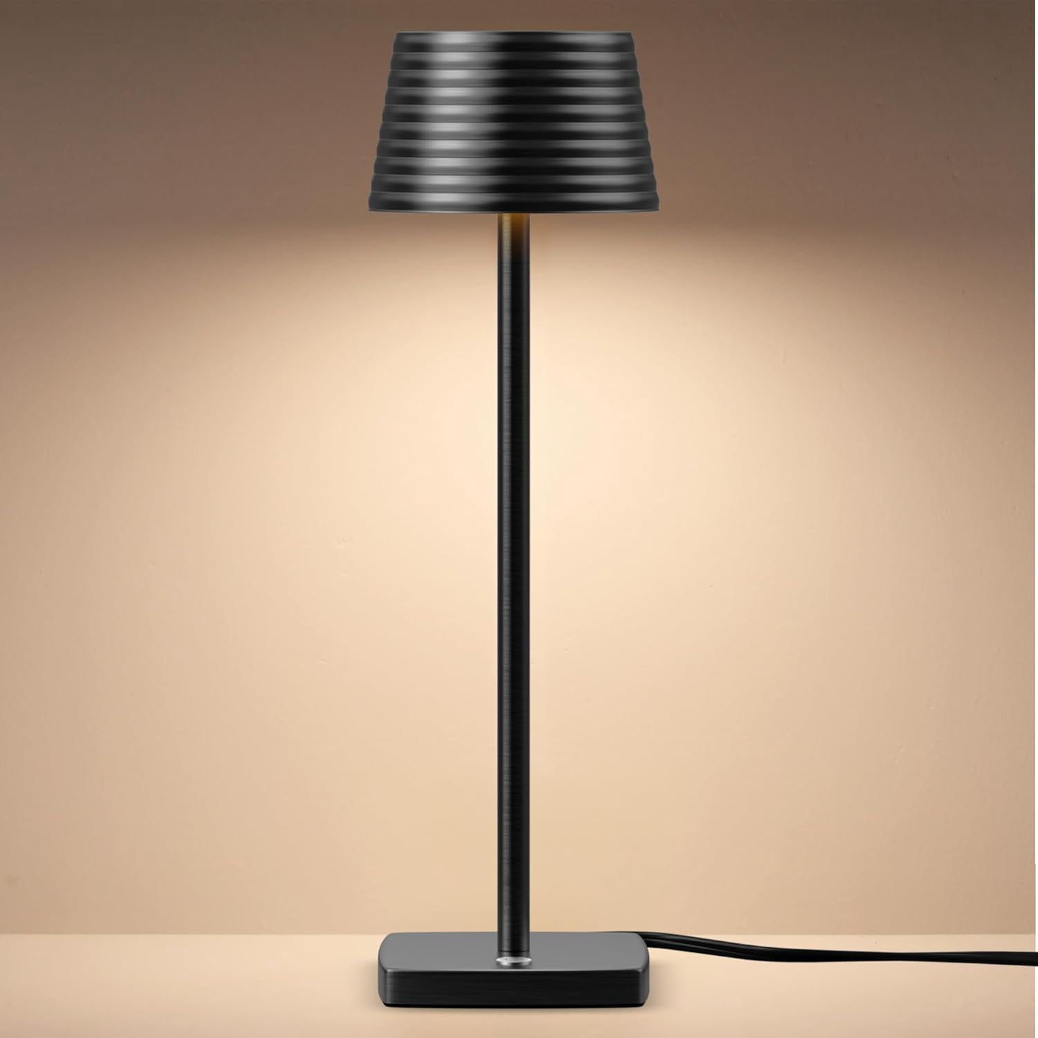 Industrial Bedside Table Lamp - 2 Level Brightness Dimmable LED Modern ...