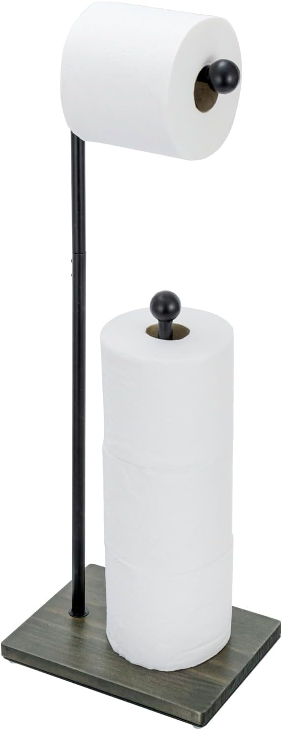 Industrial Black Metal Toilet Paper Dispenser Stand with Vintage Gray ...