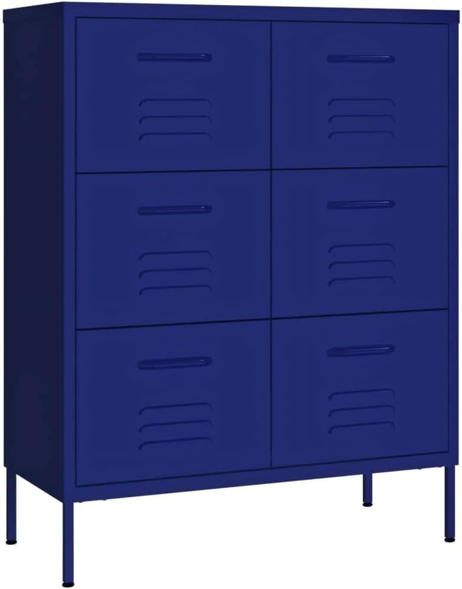 Industrial Blue Steel Drawer Cabinet with 6 Fully Extendable Drawers ...