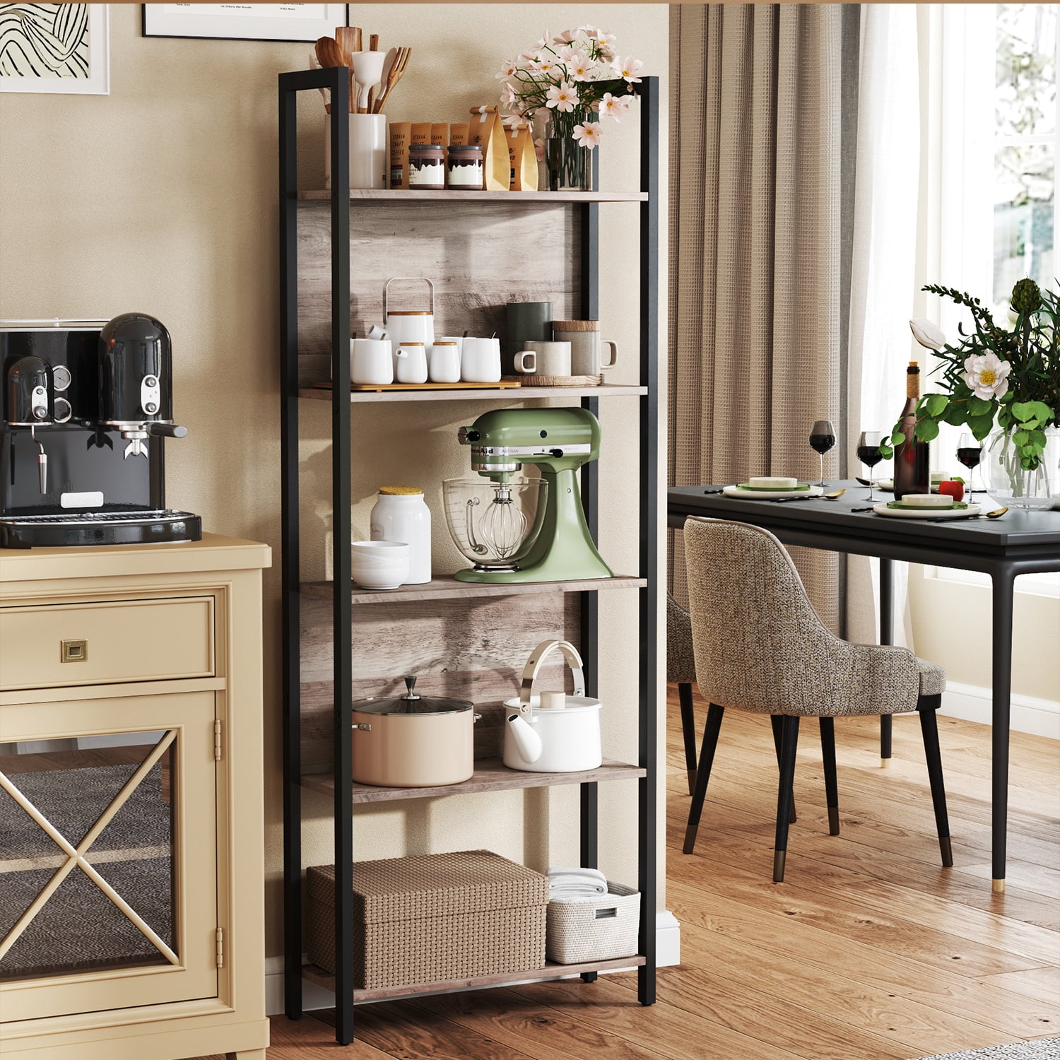 Industrial Bookcase, 5-Tier Bookshelf for Livingroom - Walmart.com