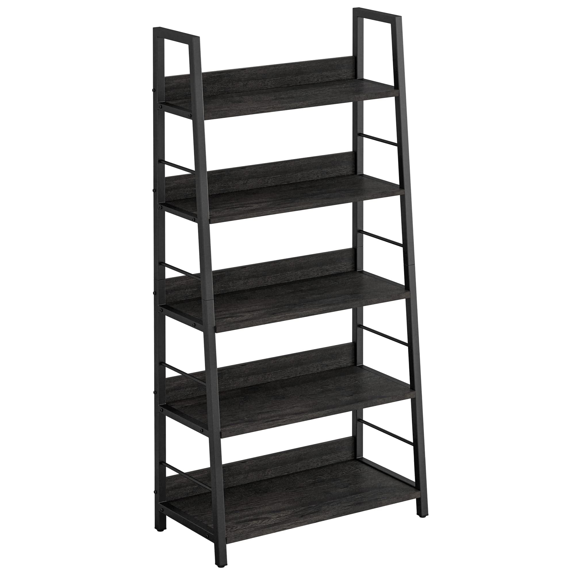 5 Tier Vintage Ladder Bookshelf, Industrial Metal Frame Shelf for ...