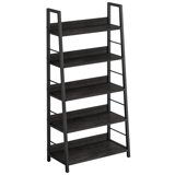 5 Tier Vintage Ladder Bookshelf, Industrial Metal Frame Shelf for ...