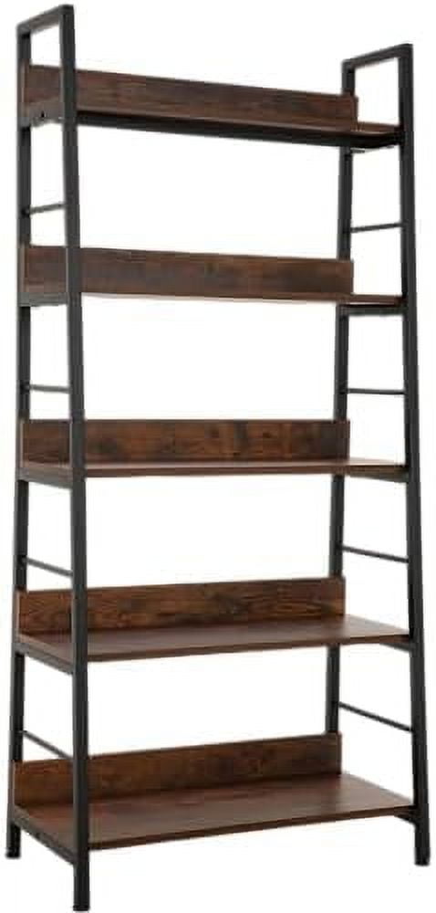 Industrial Bookshelf Ladder 5 Tier Large Floor Freestanding Rack ...