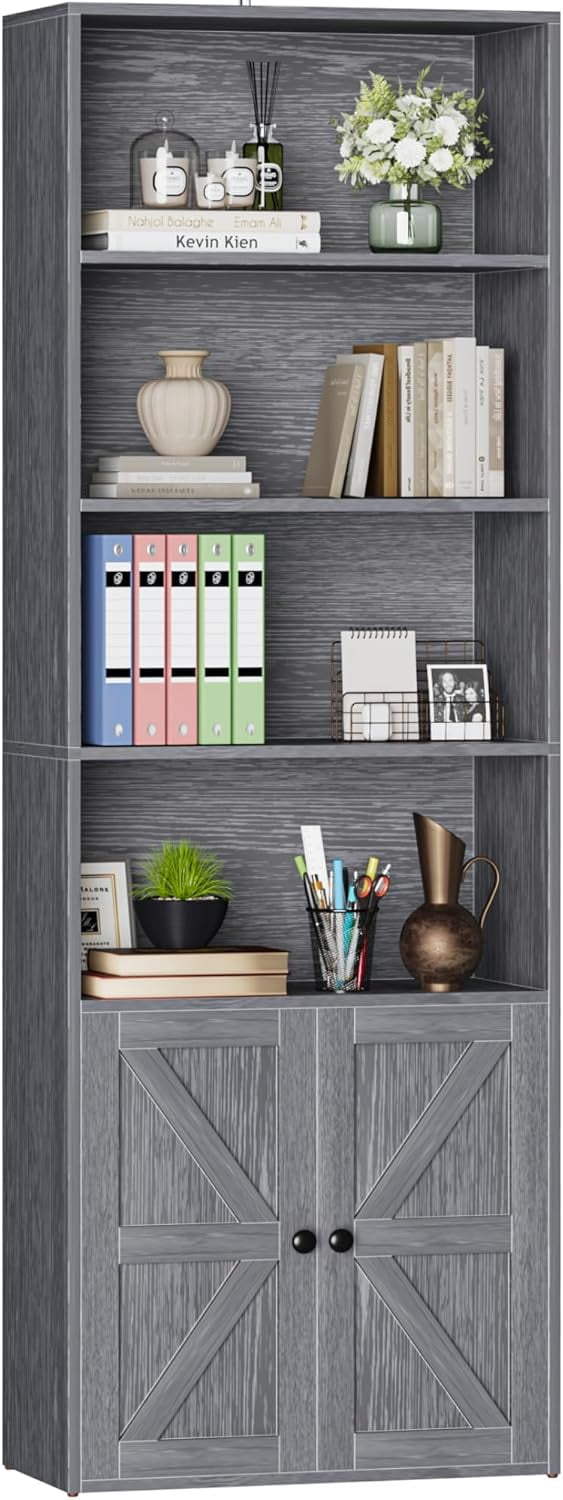 Industrial Bookshelf and Bookcases with Doors Modern Bookshelf Cabinet ...
