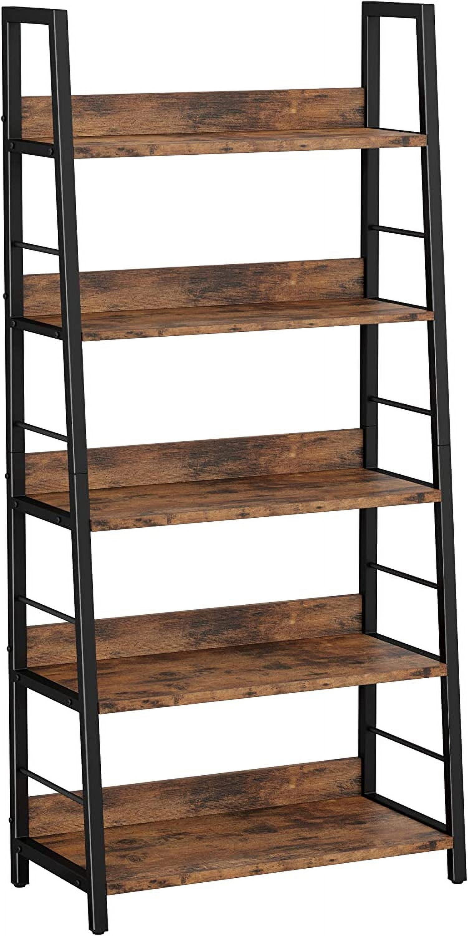 Industrial Bookshelves and Bookcases, Ladder Shelf 5 Tiers with Metal ...