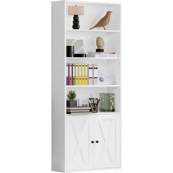 Industrial Bookshelves and Bookcases with Doors Floor Standing 6 Shelf ...