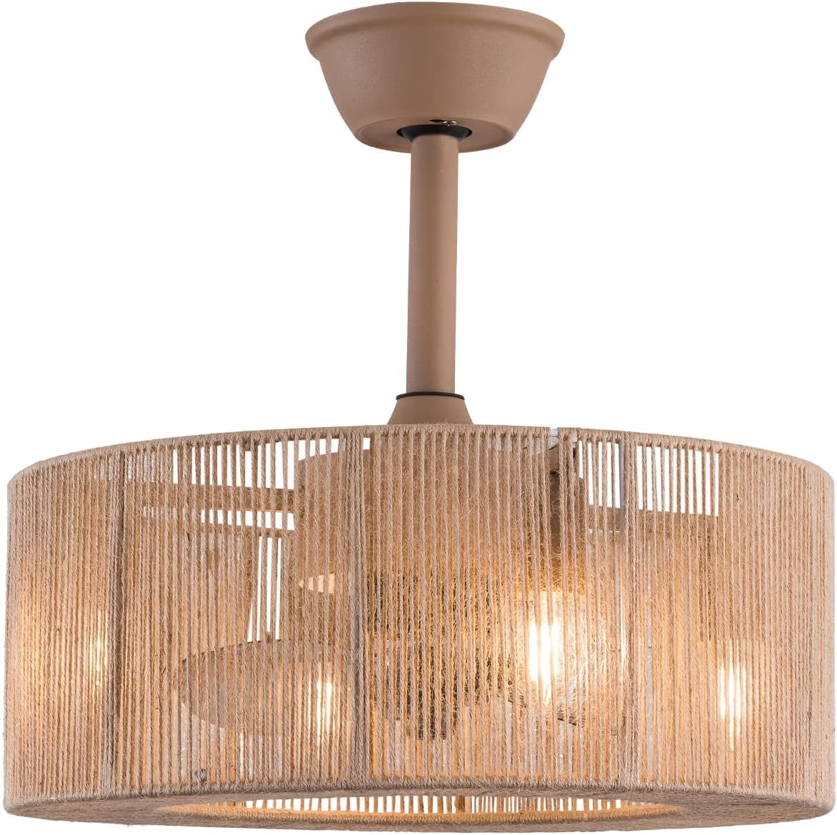 Industrial Cage Semi Flush Mount Light with Fan,18 In Ceiling Fan Light ...