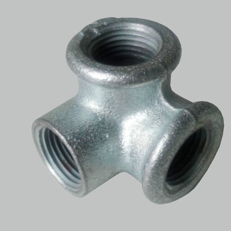 Industrial Cast Iron 3-Way Pipe Fitting Black Malleable Iron Side ...