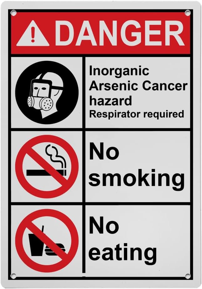 Industrial Caution Sign Cancer Agent Sign (Inorganic Arsenic Cancer hazard Respirator required ...