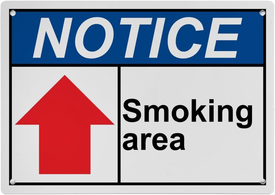 Industrial Caution Sign Directional Sign (Smoking area [up arrow]) 8 in ...