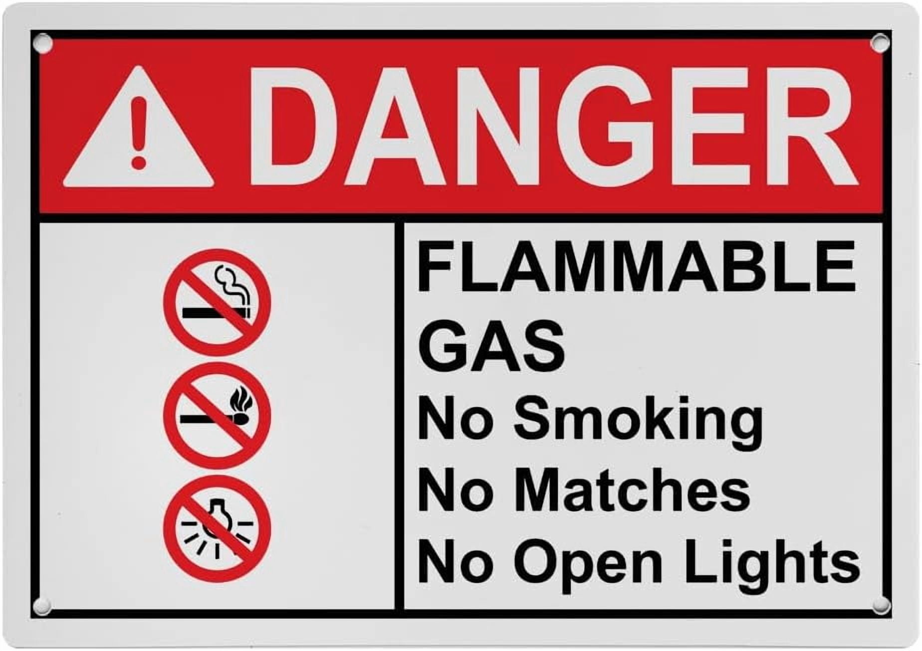 Industrial Caution Sign Flammable Sign (FLAMMABLE GAS No Smoking No ...