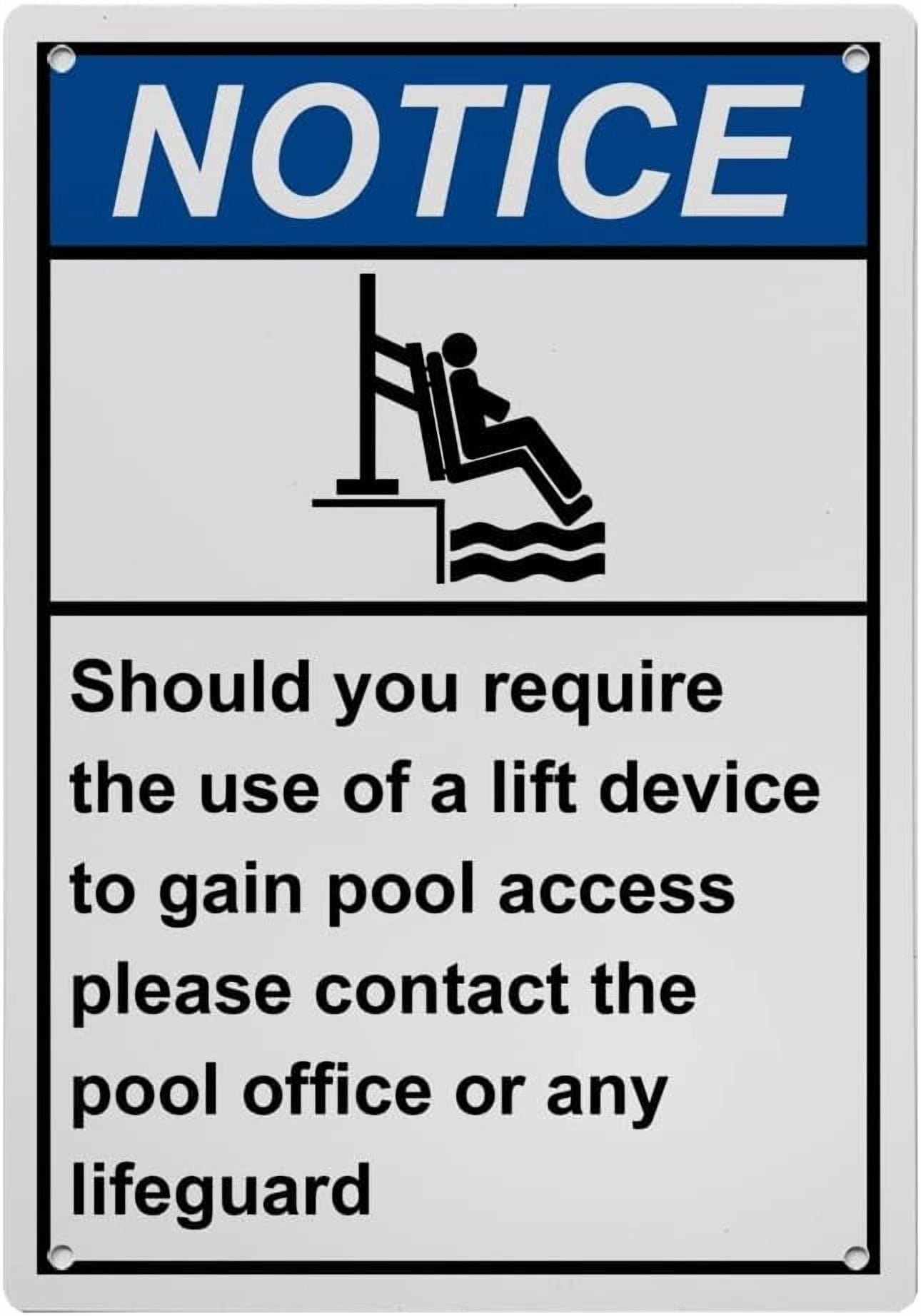 Industrial Caution Sign Handicap Pool Lift Sign (Should you require the ...
