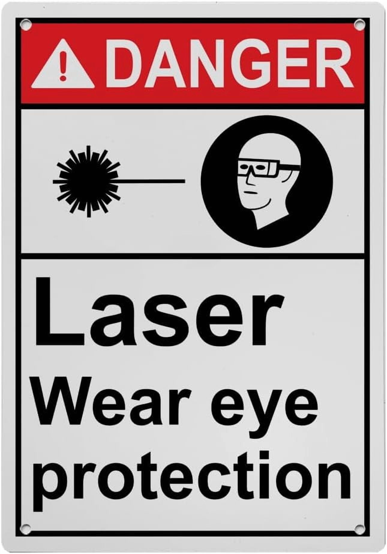 Industrial Caution Sign Laser Sign (Laser Wear eye protection) 8 in" x ...