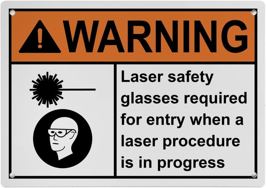 Industrial Caution Sign Laser Sign (Laser safety glasses required for ...