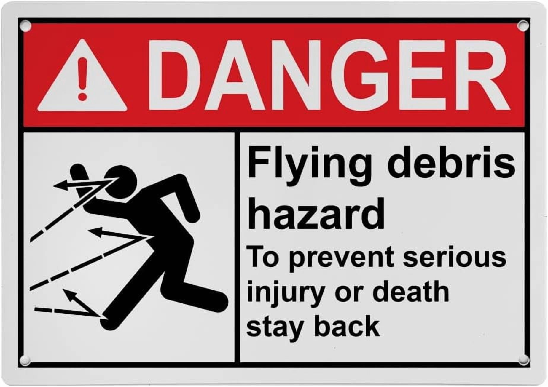 Industrial Caution Sign Machine Safety Sign (Flying debris hazard To ...