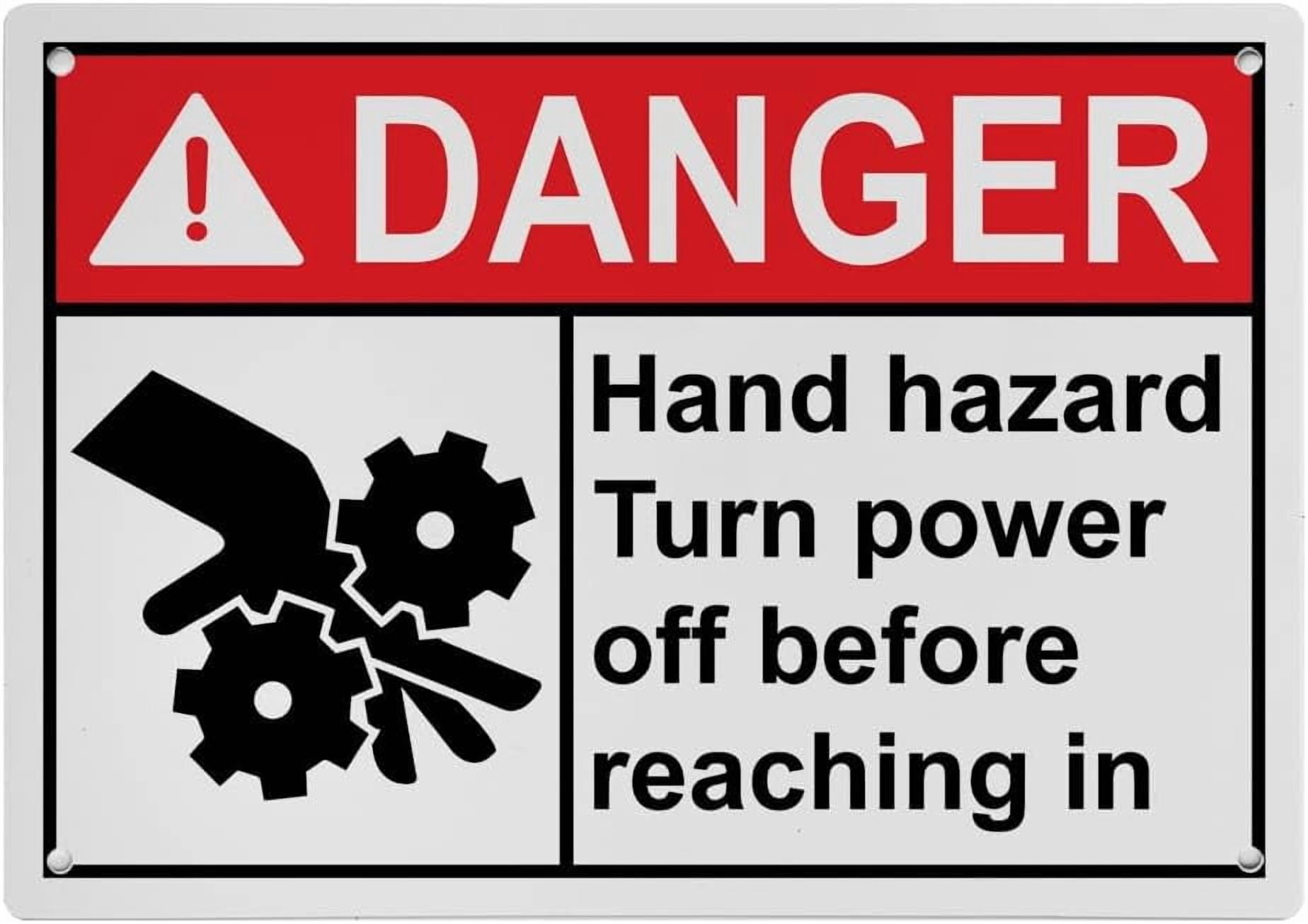 Industrial Caution Sign Machine Safety Sign (Hand hazard Turn power off ...