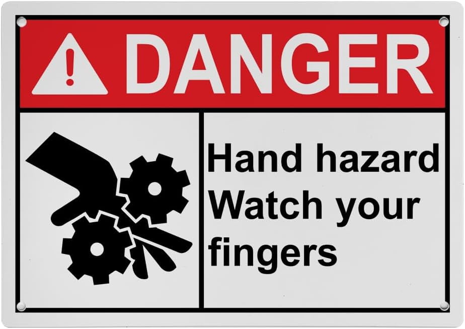 Industrial Caution Sign Machine Safety Sign (Hand hazard Watch your ...