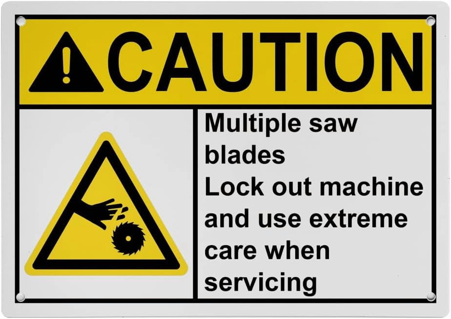 Industrial Caution Sign Machine Safety Sign (Multiple saw blades Lock ...