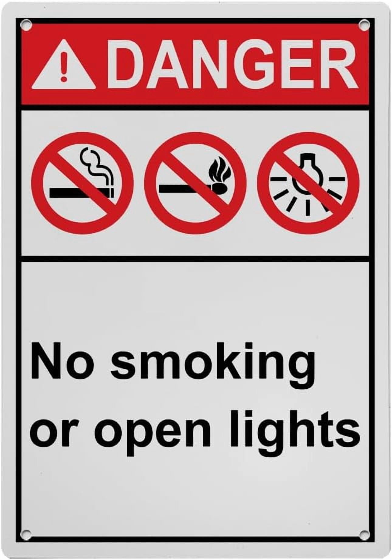 Industrial Caution Sign No Smoking Area Sign (No smoking or open lights ...