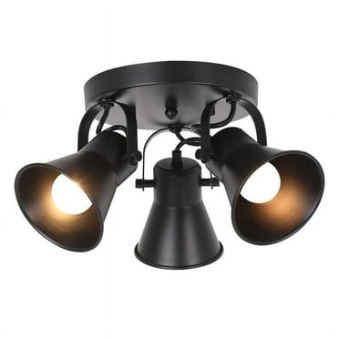 Globe Electric 3-Light Faux Wood Track Lighting, Matte Black Accents ...