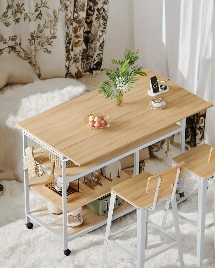 Industrial Chic Kitchen Island | 4-in-1 Rolling Cart with Drop Leaf ...