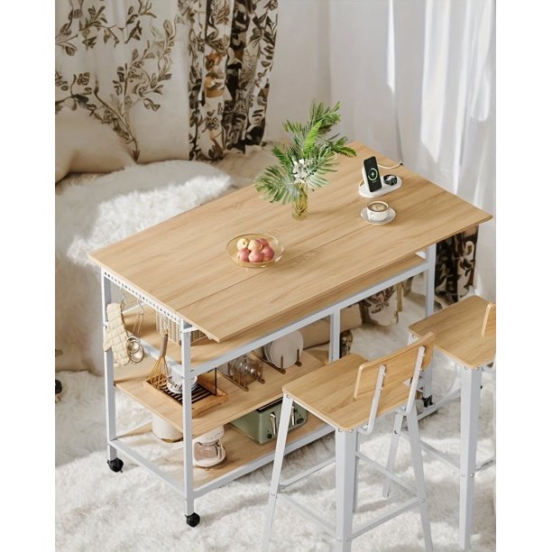 Industrial Chic Kitchen Island | 4-in-1 Rolling Cart with Drop Leaf ...