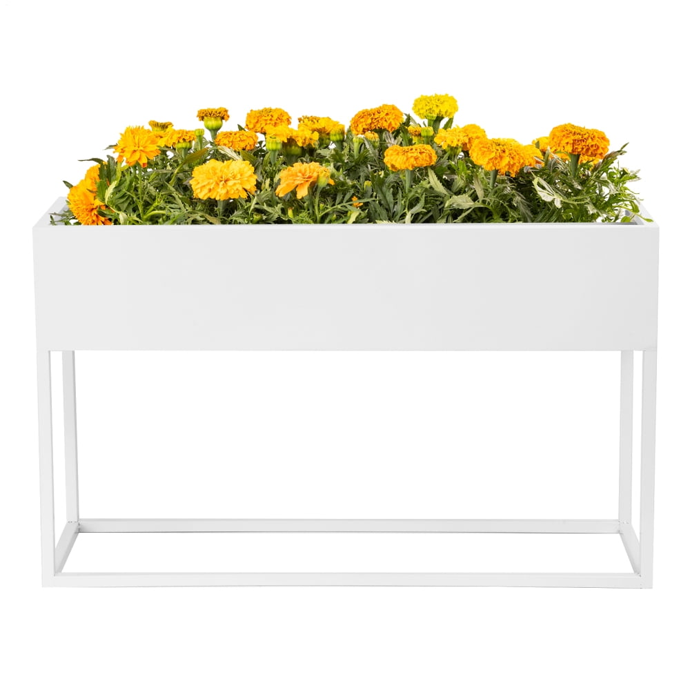 Industrial Chic Rectangle Garden Planter - Metal Outdoor Flower Box for ...