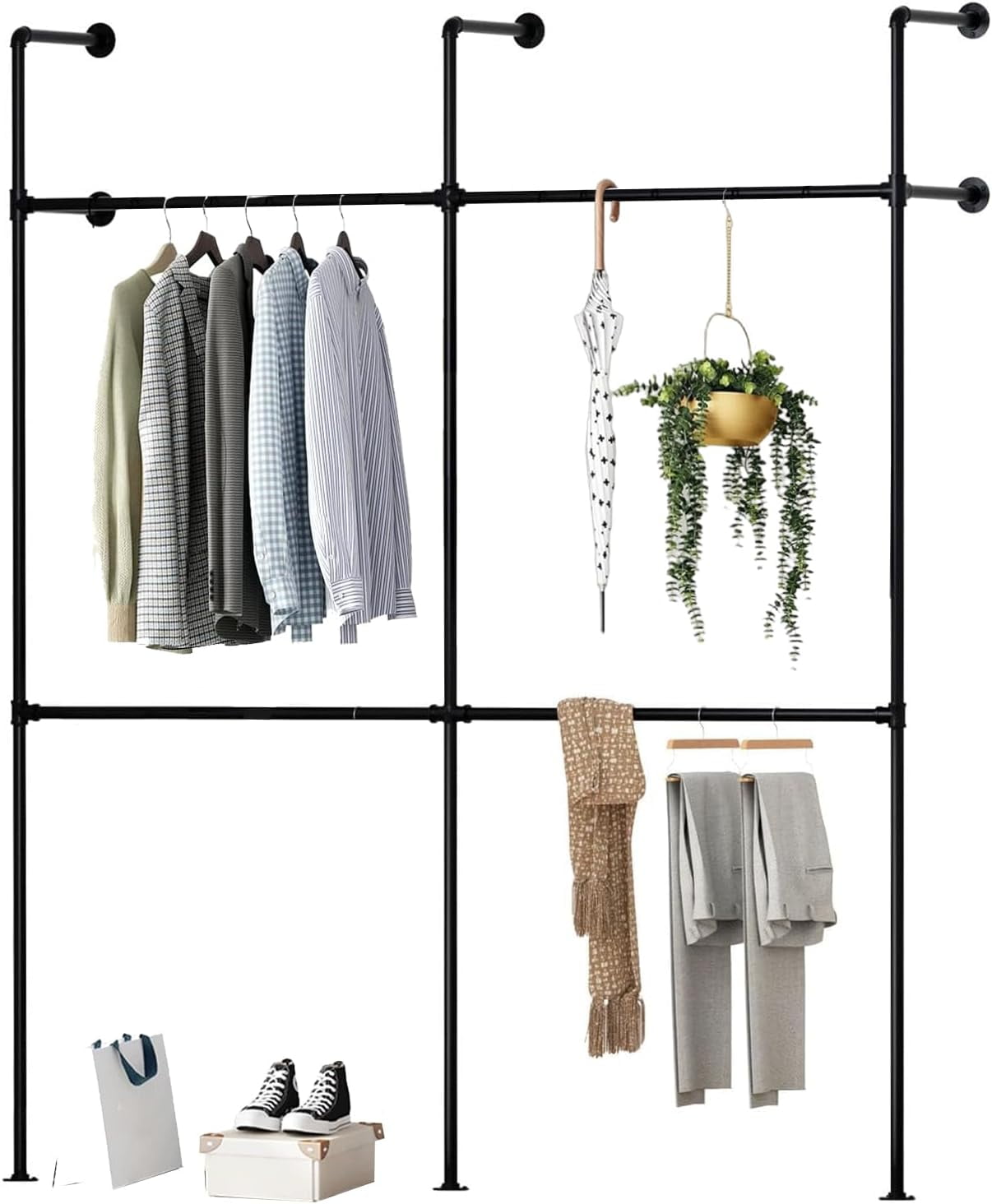 Industrial Clothing Racks Garment Racks ，Wall Mounted Closet Rods ...