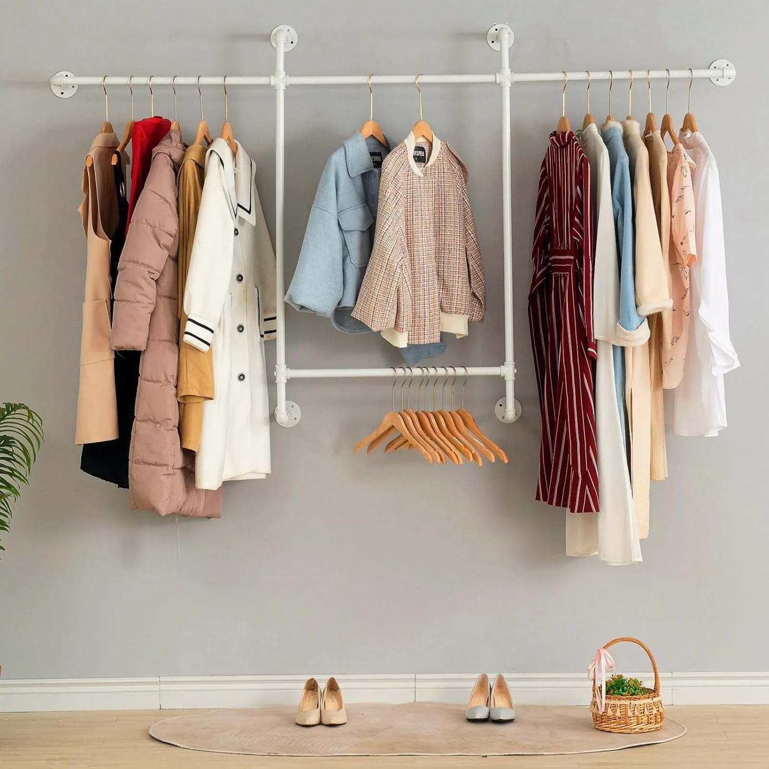 Industrial Clothing Racks Garment Racks, Wall Mounted Pipes Clothes ...
